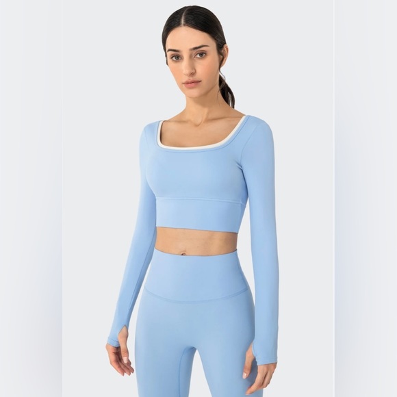 HALARA | Tops | Halara Color Block Strappy Thumb Hole Cropped Sports ...